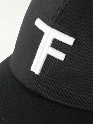 TOM FORD Logo-embroidered Cotton-twill Baseball Cap - Black
