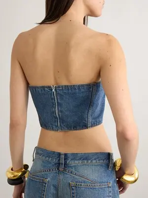 Alaïa Denim Bustier Top