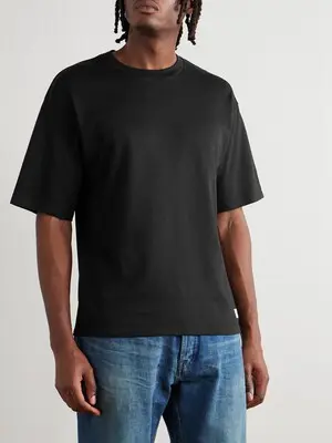 Saint Laurent Logo-appliquéd Cotton And Modal-blend Jersey T-shirt - Black