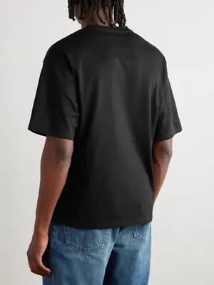 Saint Laurent Logo-appliquéd Cotton And Modal-blend Jersey T-shirt - Black