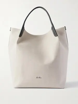 Loro Piana Bale Extra Large Leather-trimmed Canvas Tote Bag - White