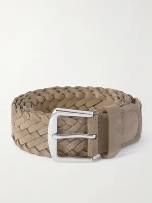 Loro Piana 4cm Woven Suede Belt - Brown