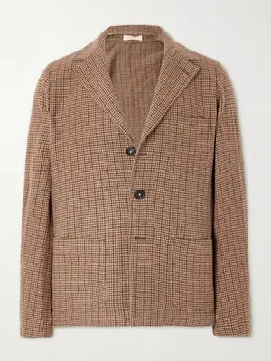 Massimo Alba Baglietto Checked Houndstooth Wool-blend Blazer