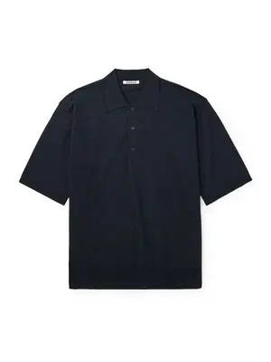 Auralee Auralee - Sea Island Cotton Polo Shirt - Men - Blue - 3 Blue