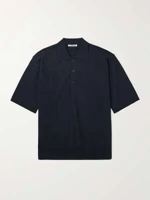 Auralee Auralee - Sea Island Cotton Polo Shirt - Men - Blue - 3 Navy