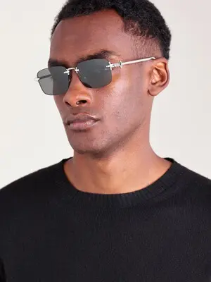 Dior Cd Diamond S11u Rectangular Rimless Sunglasses - Silver