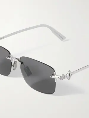 Dior Cd Diamond S11u Rectangular Rimless Sunglasses - Silver
