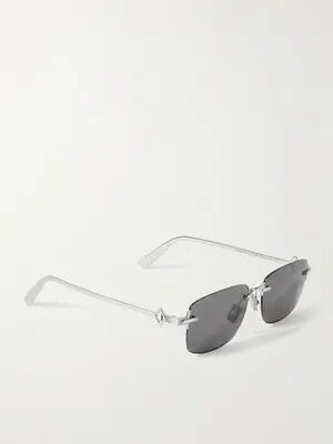 Dior Cd Diamond S11u Rectangular Rimless Sunglasses - Silver