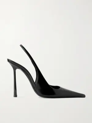 Saint Laurent Vendôme Glossed-leather Slingback Pumps - Black