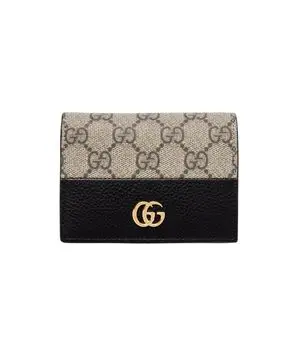 Gucci Gg Marmont Petite Textured-leather And Printed Coated-canvas Wallet - Black