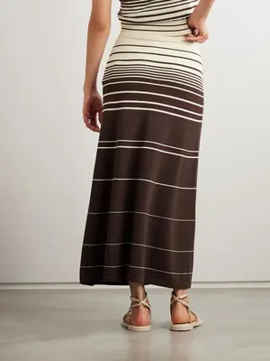 Faithfull The Brand Casia Striped Cotton-blend Maxi Skirt - Brown