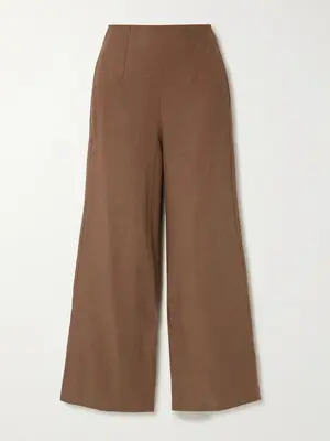 Women's Linen Cropped Wide-Leg Pants