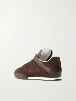 Chloé Kick Leather-trimmed Quilted Suede Sneakers - Brown
