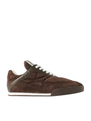 Chloé Kick Leather-trimmed Quilted Suede Sneakers - Chocolate