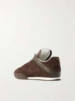 Chloé Kick Leather-trimmed Quilted Suede Sneakers - Chocolate