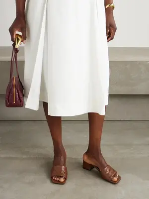 Bottega Veneta Riva Intrecciato Leather Mules - Brown