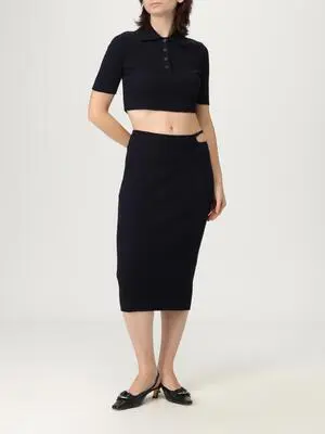 COURREGES Ribbed Midi Skirt With Cutout Detail