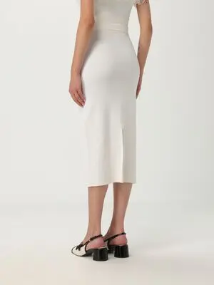 Alessandra Rich Ribbed Knit Skirt - White
