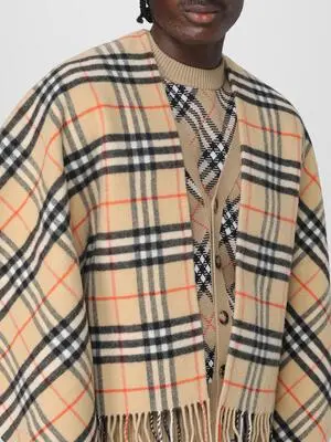 Burberry Checked Poncho With Fringe