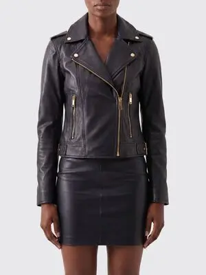 Michael Kors Slim Fit Studded Lamb Leather Biker Jacket