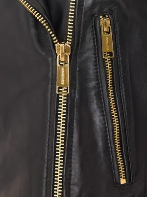 Michael Kors Slim Fit Studded Lamb Leather Biker Jacket