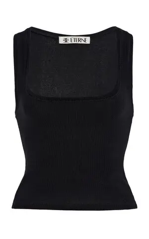 Eterne Ribbed Cotton-modal Tank - Black