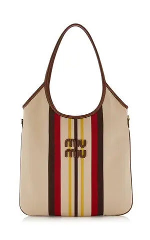 Miu Miu Ivy Striped Canvas Tote Bag - Multi