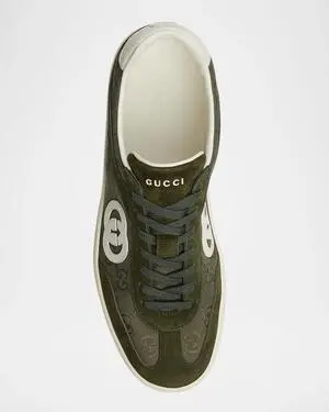 Gucci G75 Suede And Sisma Nylon T-toe Sneakers - Dark Olive