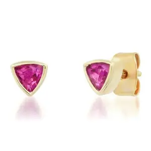 ELLIOT YOUNG 14k Knife Edge Gemstone Stud Earrings - Pink Tourmaline