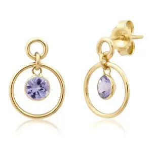 ELLIOT YOUNG 14k Double Circle Stud Earrings With Sapphire - Tanzanite