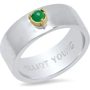 ELLIOT YOUNG Liquid Metal Wide Band Ring - Emerald