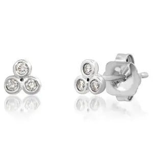 ELLIOT YOUNG 14k Petite Triple Bezel Diamond Stud Earrings - White Gold