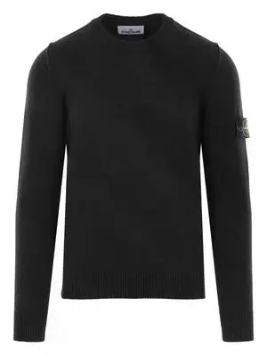 Stone Island Ribbed-knit Crew-neck Sweater - Black