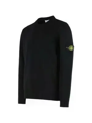 Stone Island Regular-fit Crew-neck Jumper With Ribbed Trims - Black