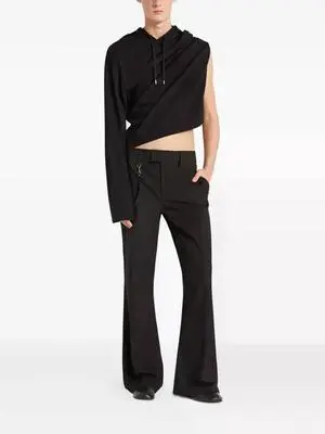 COURREGES Asymmetrical Cropped Hoodie - Black