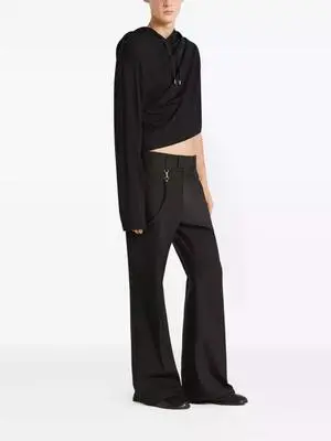 COURREGES Asymmetrical Cropped Hoodie - Black