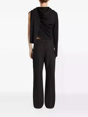 COURREGES Asymmetrical Cropped Hoodie - Black