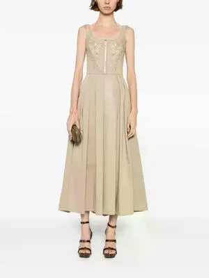 Elie Saab Embroidered Gabardine Dress