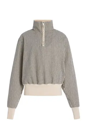 LES TIEN Bailey Cropped Half-zip Sweatshirt