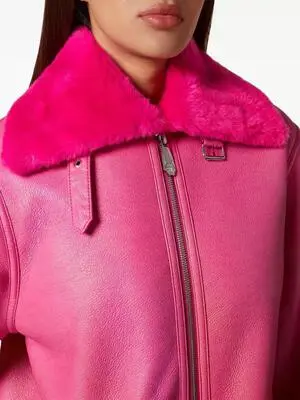 Philipp Plein Faux Fur Trimmed Pilot Coat