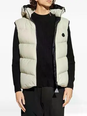 Moncler Quilted Padded Gilet With Hood - Grey