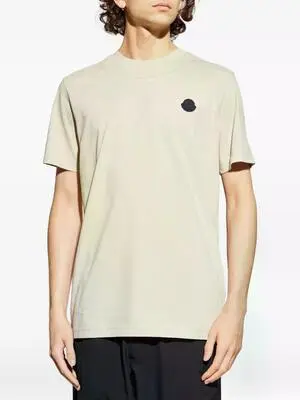 Moncler Logo-patch Cotton T-shirt - Neutrals