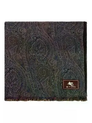 Etro Paisley-pattern Fringed Scarf - Grey