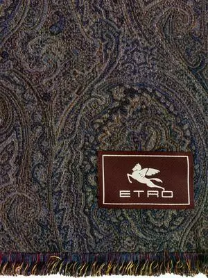 Etro Paisley-pattern Fringed Scarf - Grey