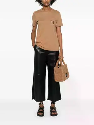 Max Mara Embroidered-logo Cotton T-shirt - Brown