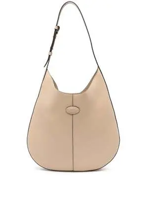 TOD'S Leather Handbag With Adaptable Strap - Beige