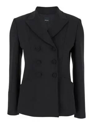PLAIN Double-Breasted Jacket With Peak Lapels - Black