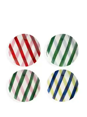 &K AMSTERDAM Bliss Diagonal-stripe Plates - Neutrals