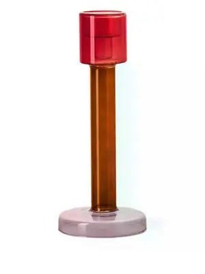 &K AMSTERDAM Bole Glass Cylindrical Candle Holder - Red