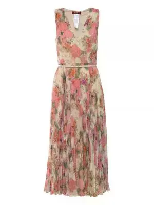 Max Mara Emery Floral Print Dress - Neutrals